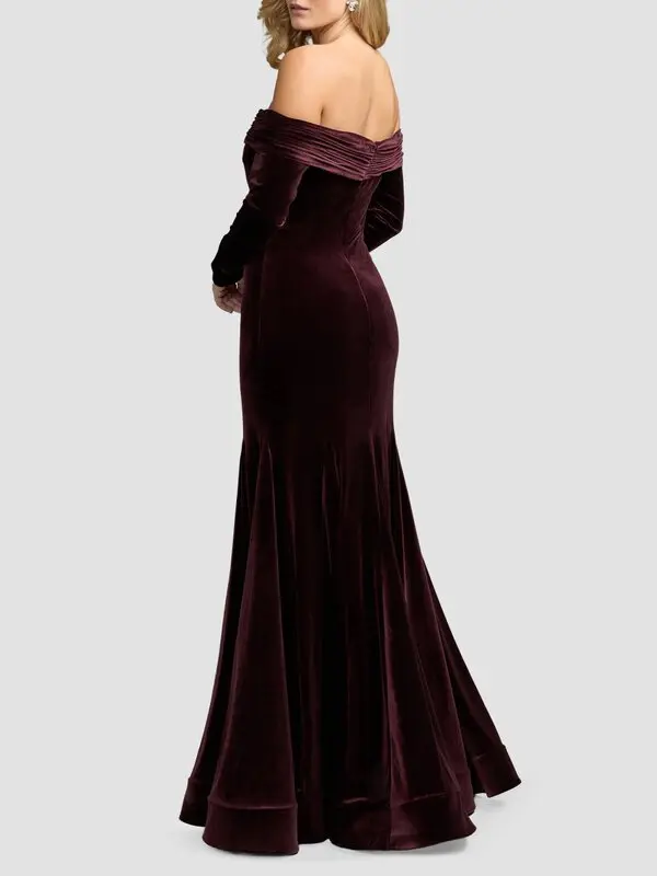 Mac Duggal Velvet Off-the-shoulder Mermaid Gown
