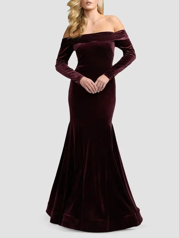 Mac Duggal Velvet Off-the-shoulder Mermaid Gown