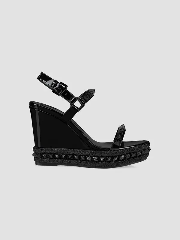 CHRISTIAN LOUBOUTIN Pyra Clou Patent Leather 110mm Wedges - Black