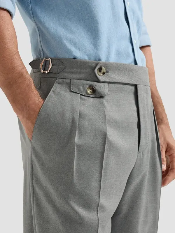 Brunello Cucinelli Virgin Wool And Silk Lightweight Hopsack Trousers
