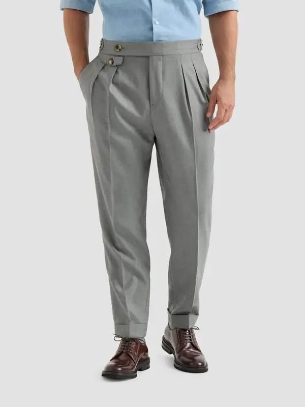 Brunello Cucinelli Virgin Wool And Silk Lightweight Hopsack Trousers