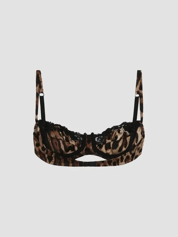 Dolce & Gabbana Lace-trimmed Leopard Print Bra