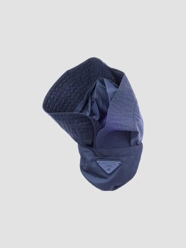 Prada Foldable Nylon Bucket Hat - Blue