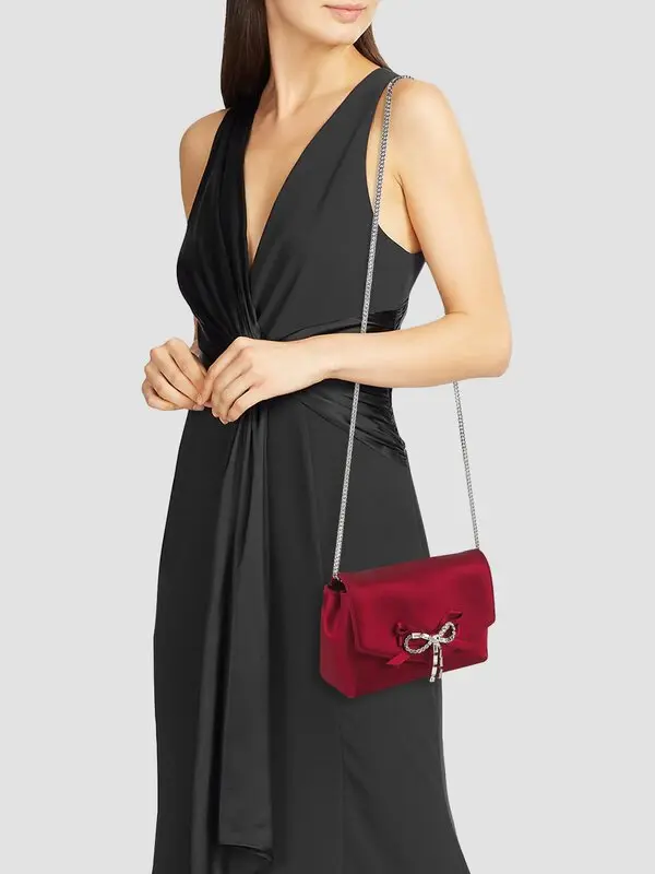 JIMMY CHOO Mini Bow Satin Crossbody Bag