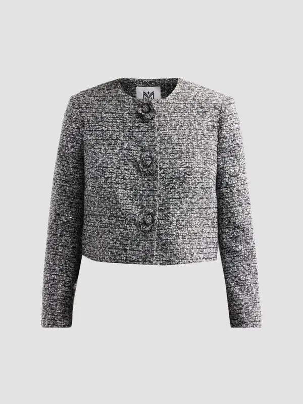 MILLY Selena Crop Jacket - Grey Multi