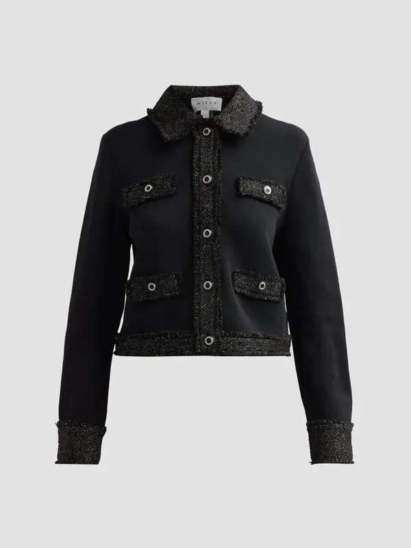 MILLY Rhea Cardigan Jacket - Black