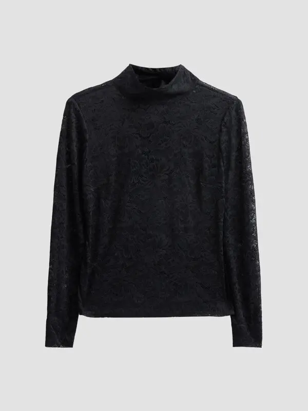 MILLY Raz Lace Tie Top - Black