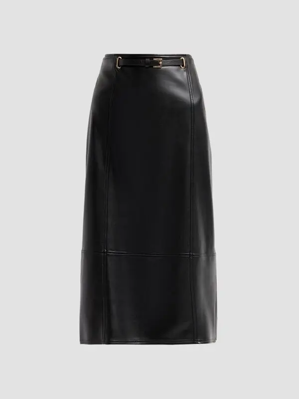MILLY Nico Faux-leather Midi Skirt - Black