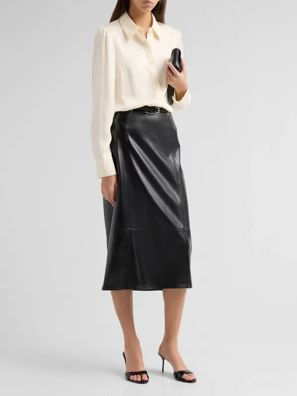MILLY Nico Faux-leather Midi Skirt