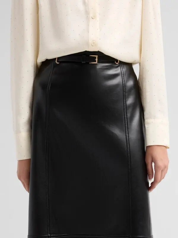 MILLY Nico Faux-leather Midi Skirt