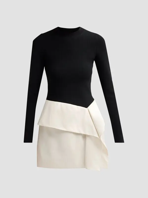 Simkhai Noel Colorblocked Long-sleeve Mini Dress - Black Multi