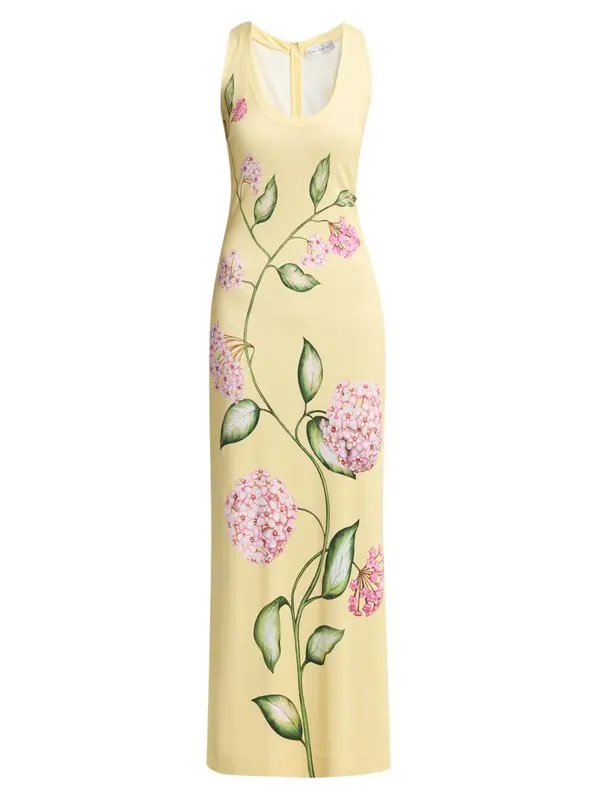 Oscar De La Renta Porcelain Flower Jersey Gown - Pink Butter