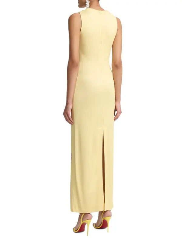 Oscar De La Renta Porcelain Flower Jersey Gown