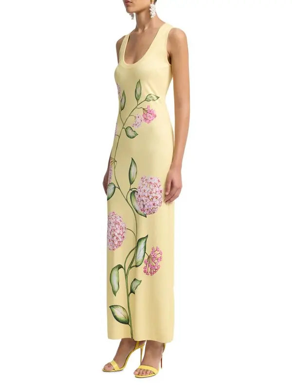 Oscar De La Renta Porcelain Flower Jersey Gown