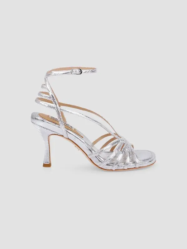 Badgley Mischka Russel Ii 80mm Leather Sandals - Silver Lizard