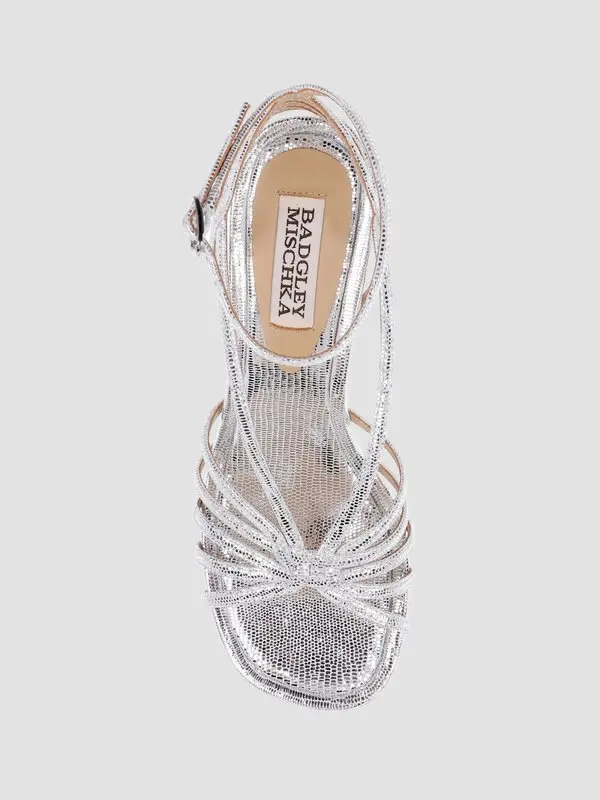 Badgley Mischka Russel Ii 80mm Leather Sandals - Silver Lizard