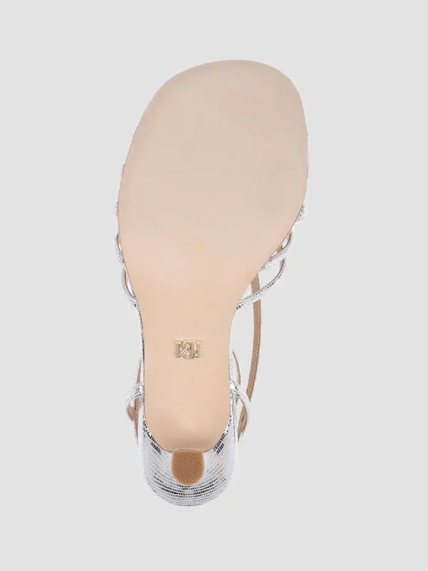 Badgley Mischka Russel Ii 80mm Leather Sandals - Silver Lizard