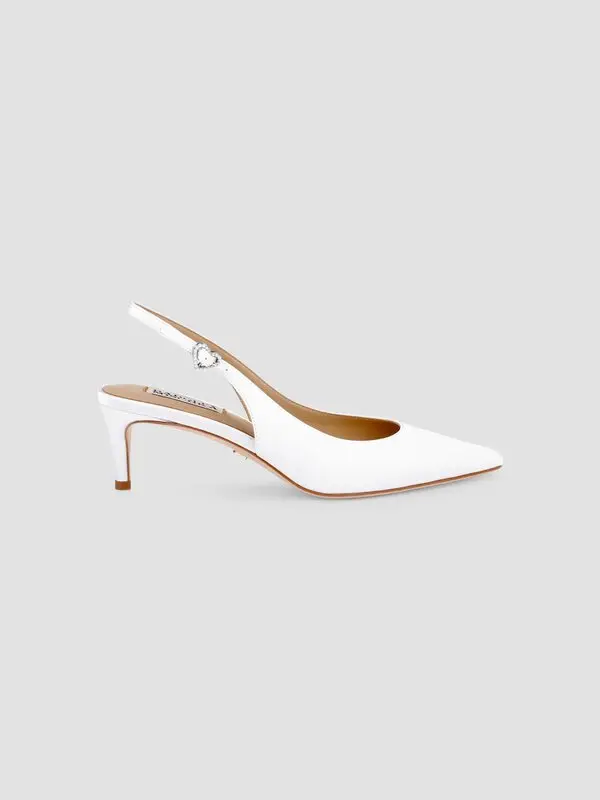 Badgley Mischka Ruthie 55mm Embellished-buckle Slingback Pumps - White Crepe