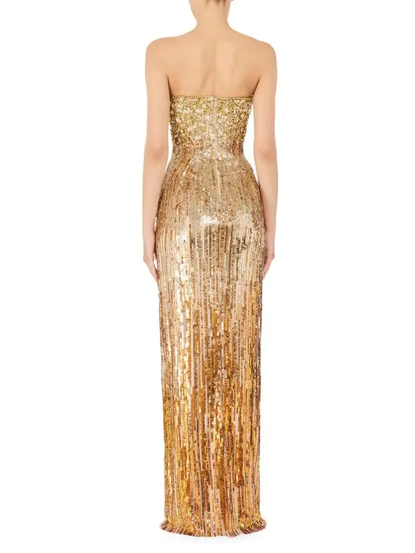 Jenny Packham Cesonia Embellished Strapless Column Gown