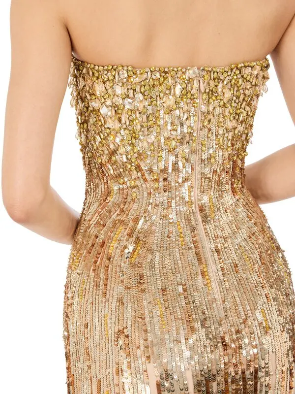 Jenny Packham Cesonia Embellished Strapless Column Gown