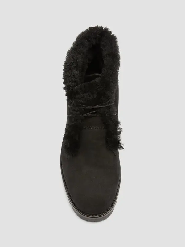 Manolo Blahnik Mircus Suede & Shearling Ankle Boots