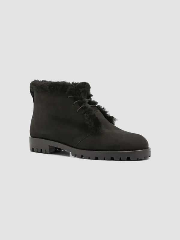 Manolo Blahnik Mircus Suede & Shearling Ankle Boots