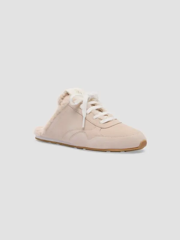 STUART WEITZMAN Bond Suede & Shearling Lace-up Mules
