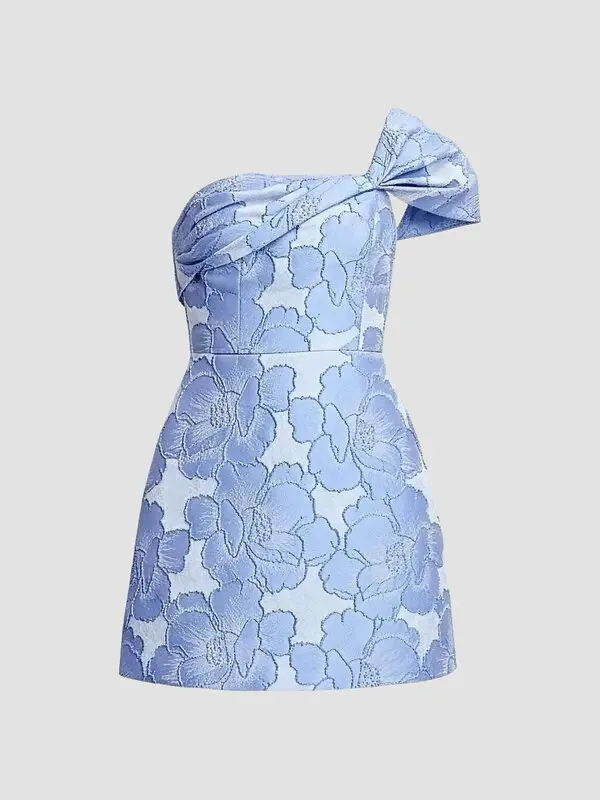 Dress The Population Olive Floral Jacquard Cocktail Dress - Sky Multi