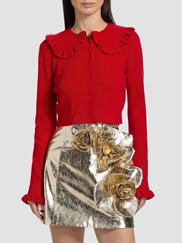 AKNVAS Kamomilla Ruffled Wool-cashmere Cardigan