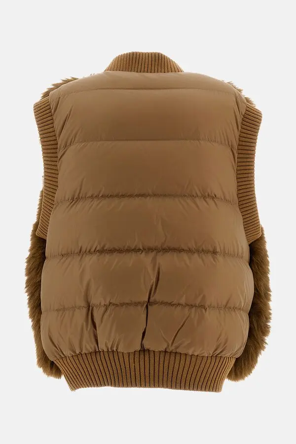Moncler Wool Padded Gilet With Faux-fur Panel - Multicolor