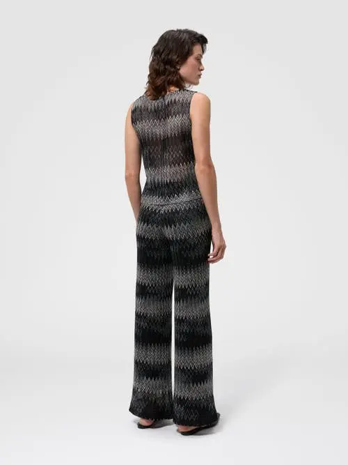Missoni Viscose Lamé Chevron Palazzo Trousers