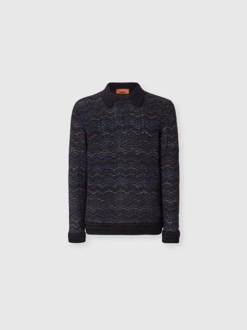 Missoni Long-sleeve Cashmere And Viscose Polo Shirt - Blue