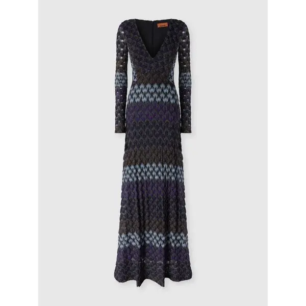 Missoni Long Viscose Lamé Dress With V-neck