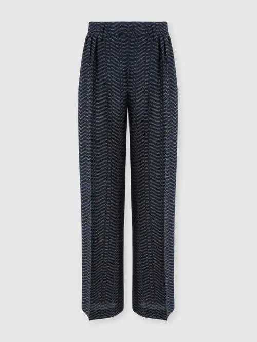 Missoni Classic Viscose Lamé Trousers With Greek Key Motif - Blue& Gold