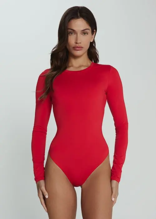 7 Diamonds Sleek Long Sleeve Bodysuit - Ruby Red