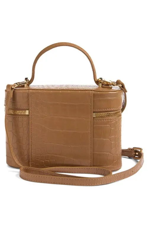 Mango Camelia Croc Embossed Faux Leather Crossbody Bag - Medium Brown