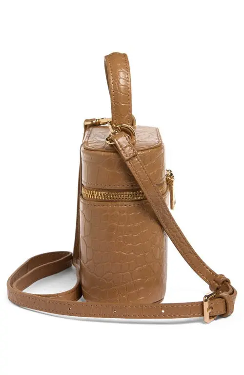 Mango Camelia Croc Embossed Faux Leather Crossbody Bag - Medium Brown