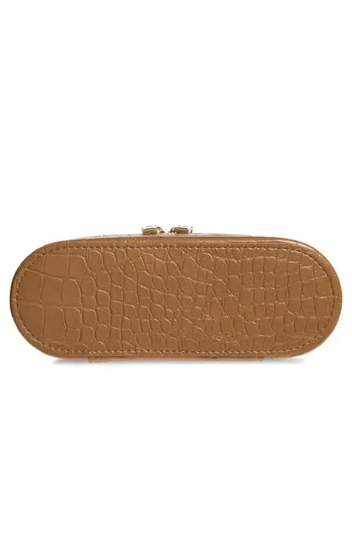 Mango Camelia Croc Embossed Faux Leather Crossbody Bag - Medium Brown