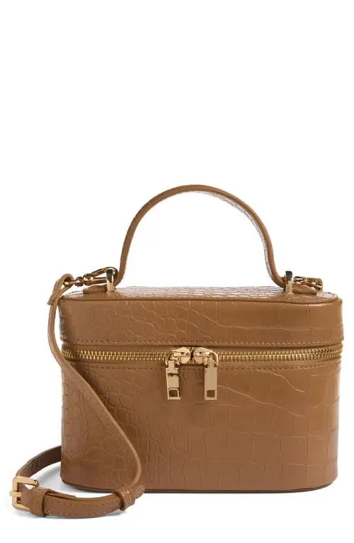 Mango Camelia Croc Embossed Faux Leather Crossbody Bag - Medium Brown