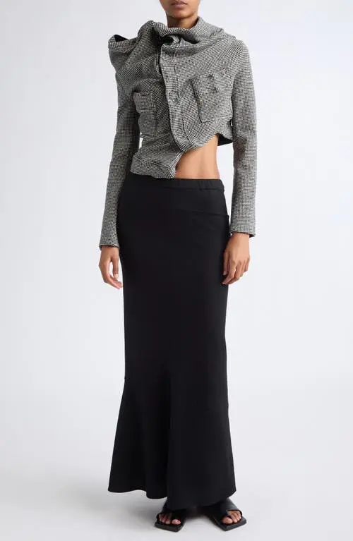 Junya Watanabe Asymmetrical Draped Wool Blend Jacket - Houndstooth