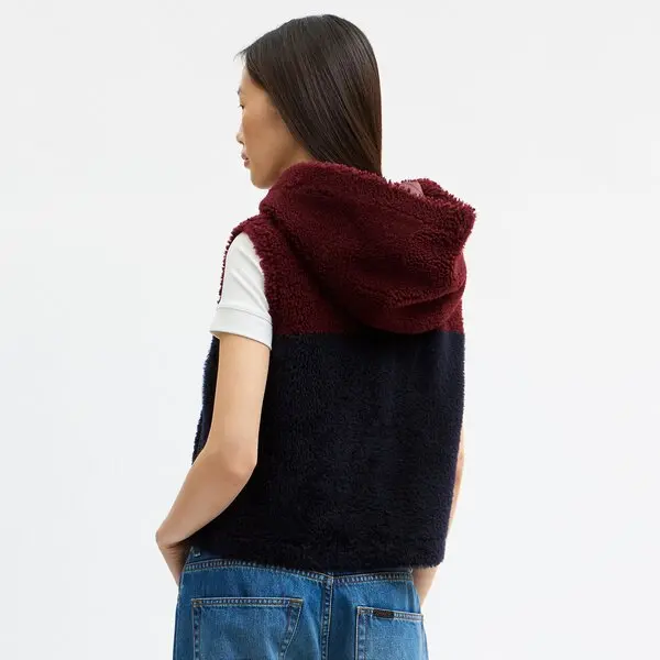 COACH Boxy Shearling Vest With Hood