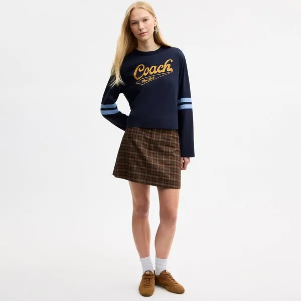 COACH Sporty Script Long Sleeve Shirt In Organic Cotton