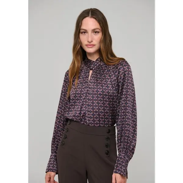DEA KUDIBAL Madelainedea Silk Tie Neck Blouse - Eclipse Moonlight