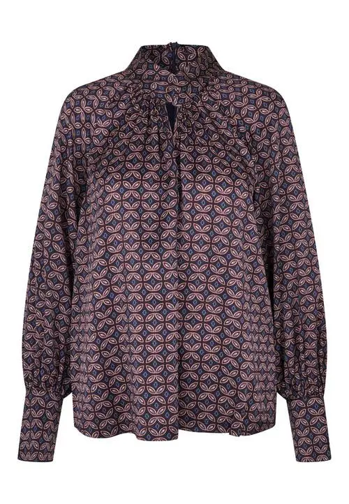 DEA KUDIBAL Madelainedea Silk Tie Neck Blouse - Eclipse Moonlight