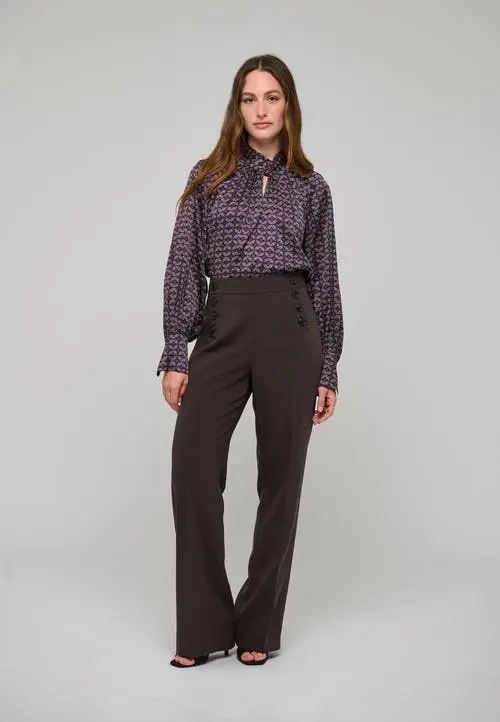 DEA KUDIBAL Madelainedea Silk Tie Neck Blouse - Eclipse Moonlight