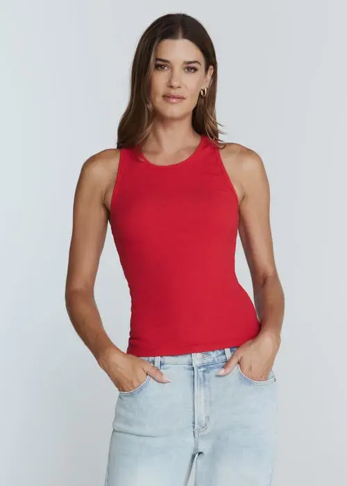 7 Diamonds Modal Ribbed Crew Tank - Ruby Red