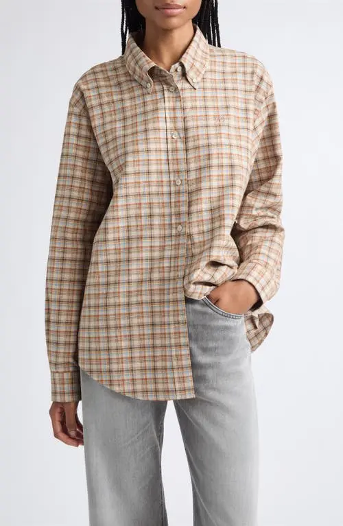 Acne Studios Sandrea Check Cotton & Linen Shirt - Brown/grey