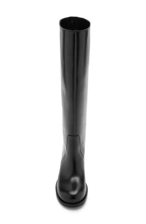 Mango Leather Knee High Boot