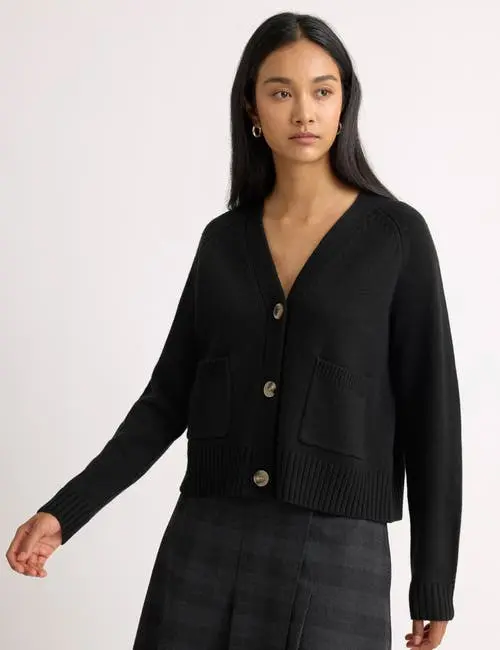 ALBARAY Relaxed V-neck Cardigan - Black