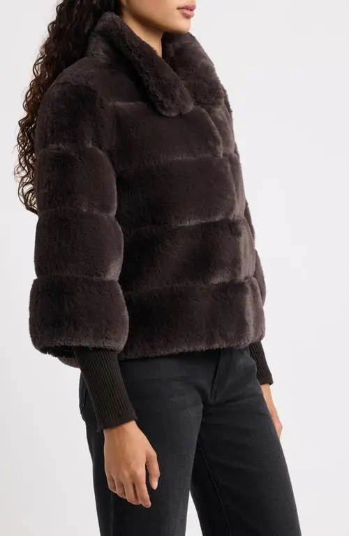 Love Token Samantha Faux Fur Jacket - Brown
